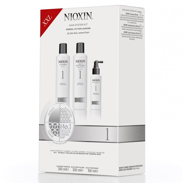 Nioxin KIT XXL Σύστημα 1 (Σαμπουάν 300ml, Conditioner 300ml, Θεραπεία ...